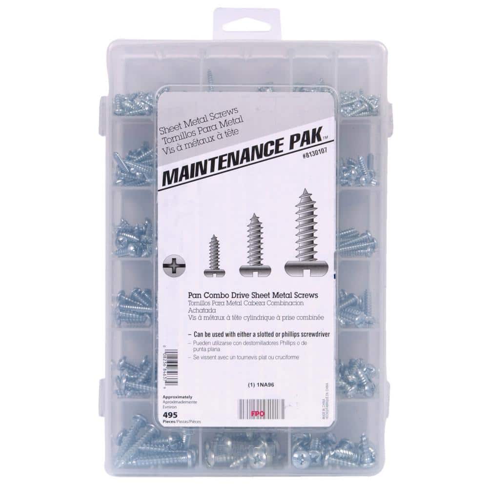 Hillman Zinc Pan-Head Philips Drive Sheet Metal Screw Assorted Kit (535 ...