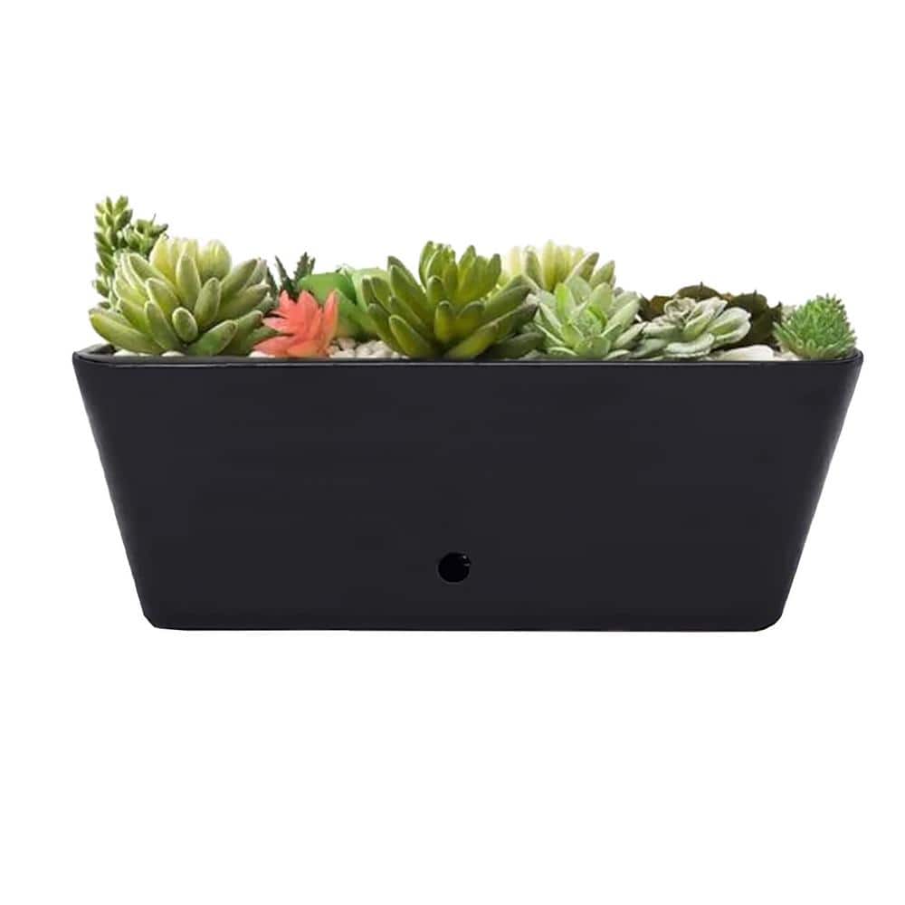 Bamboo-Blooms 16 in. L x 6.5 in. H x 7 in. W Black Rectangular Self ...