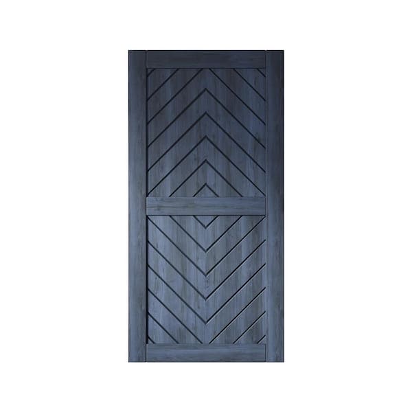 HOMACER JT2 32 in. x 80 in. C-Panel Solid Core Navy Fishbone Design ...