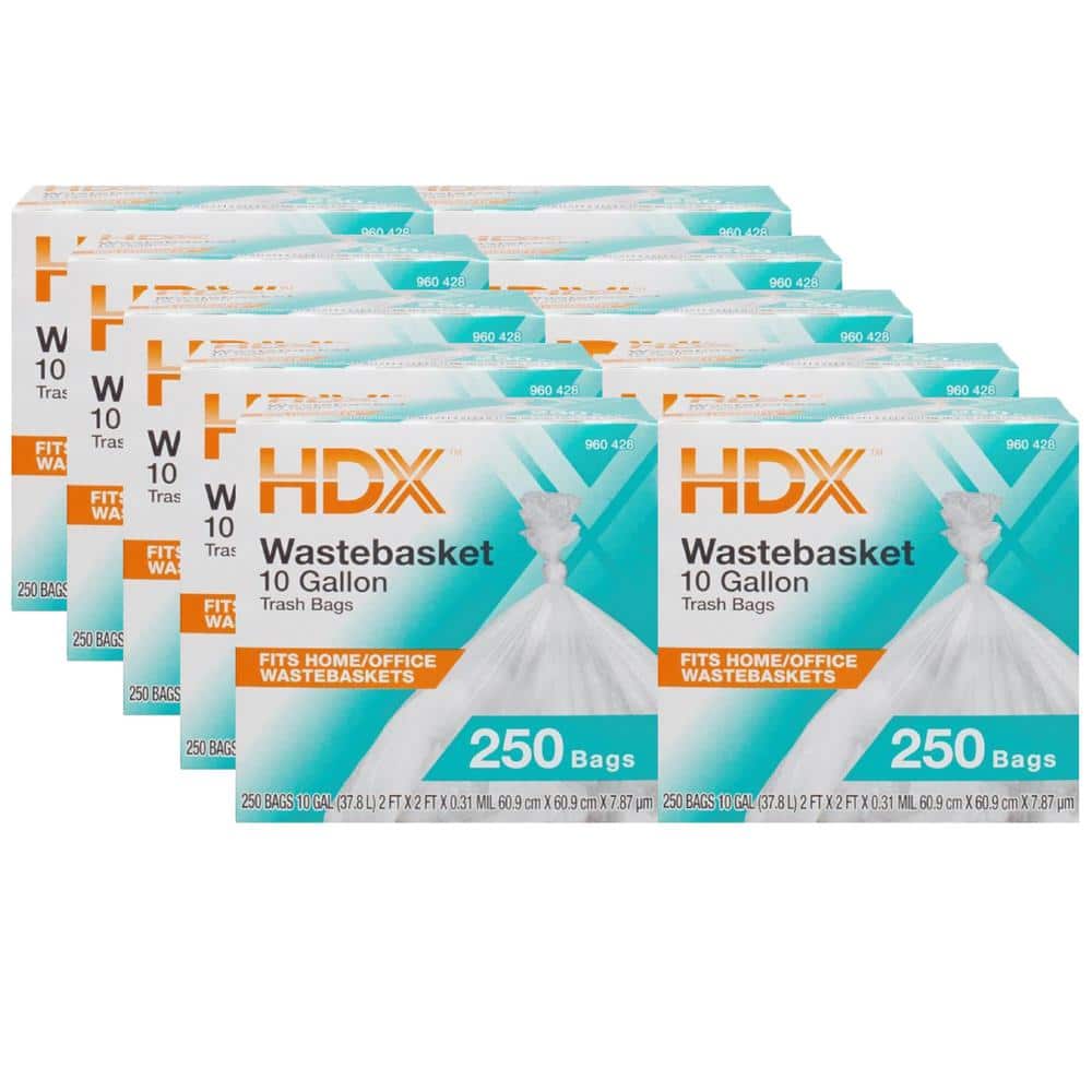 HDX 10 Gallon Clear Waste Liner Trash Bags (2000 Count) HDX960428COMBO3 ...