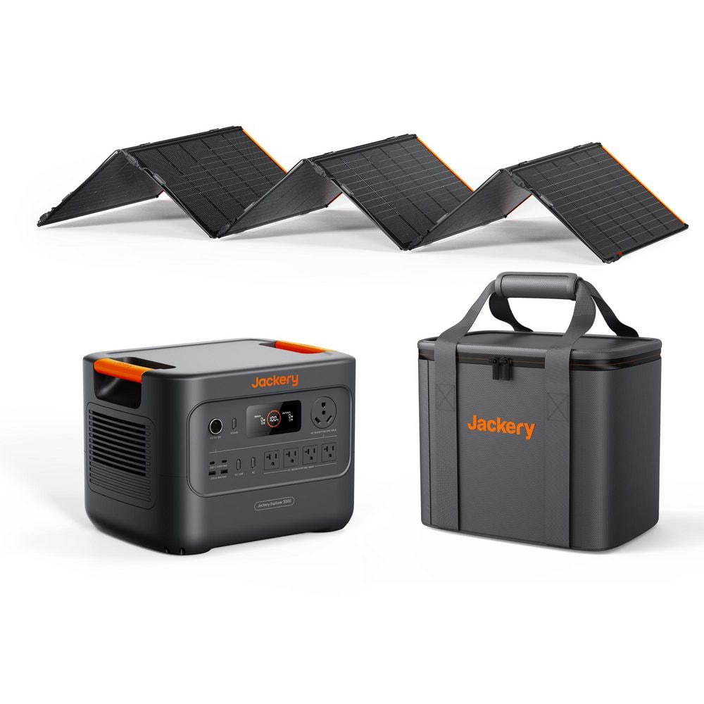 Jackery 3600W/7200W Peak Push Button Start Solar Generator 3000 v2 w/1 ...