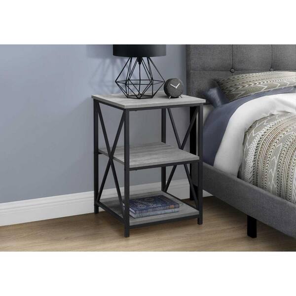HomeRoots 18 in. Black and Gray Rectangle MDF End Table 2000376521 - The Home Depot