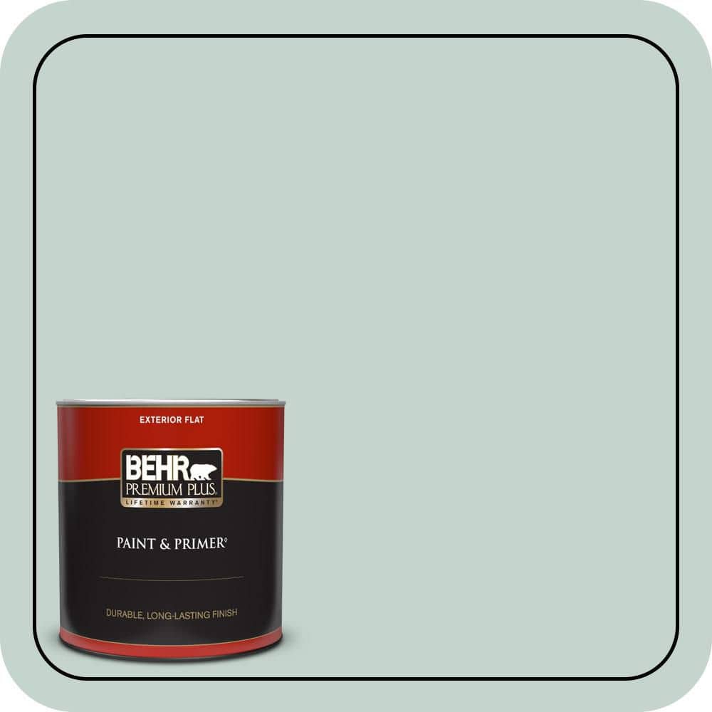 BEHR PREMIUM PLUS 1 qt. #N430-2 Natures Reflection Flat Exterior Paint ...