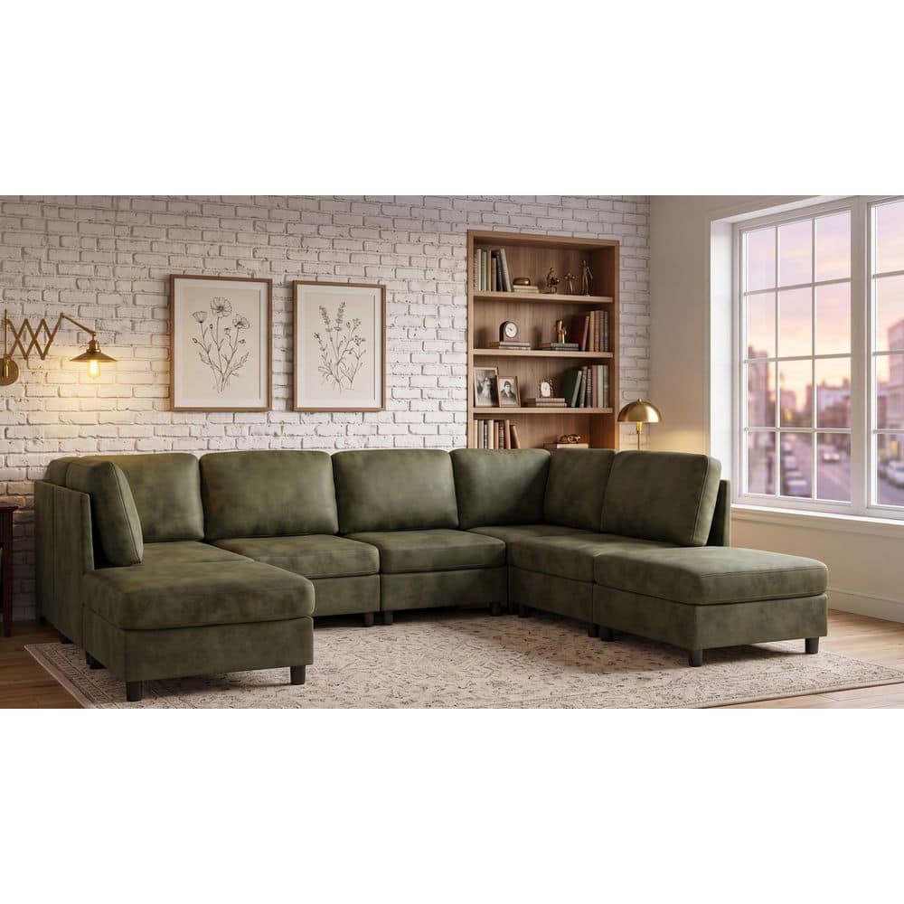 Noble House Nina Modern 120 in. 8-Piece Faux Leather Modular Sectional ...
