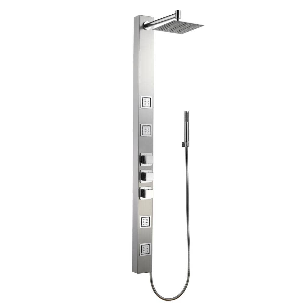 androme 59.05 in. 3-Jet Shower System with Adjustable Angle Overhead ...