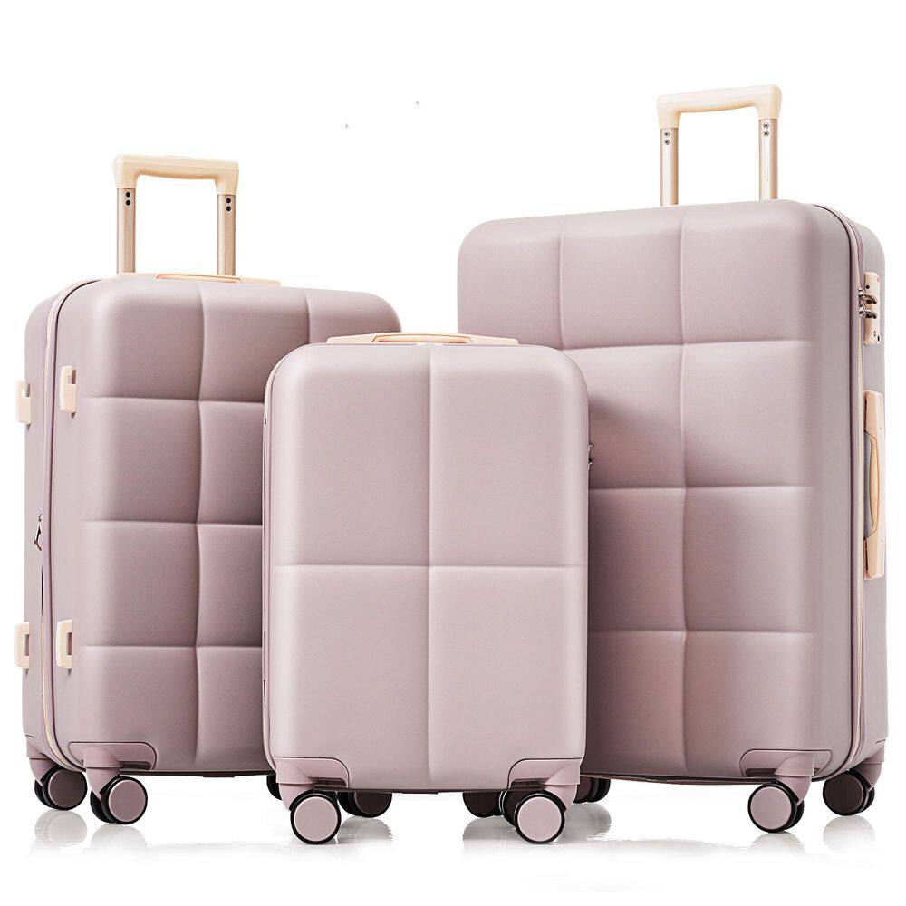 Merax 3-Bags 3-Piece Rosy Brown 20 in. 24 in. 28 in. ABS Hardshell ...