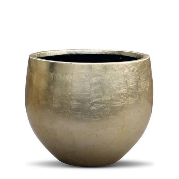 Vasesource 8.1 in. x 9.6 in. x 9.6 in. Gold FiberStone Leaf Lacquer Pot ...