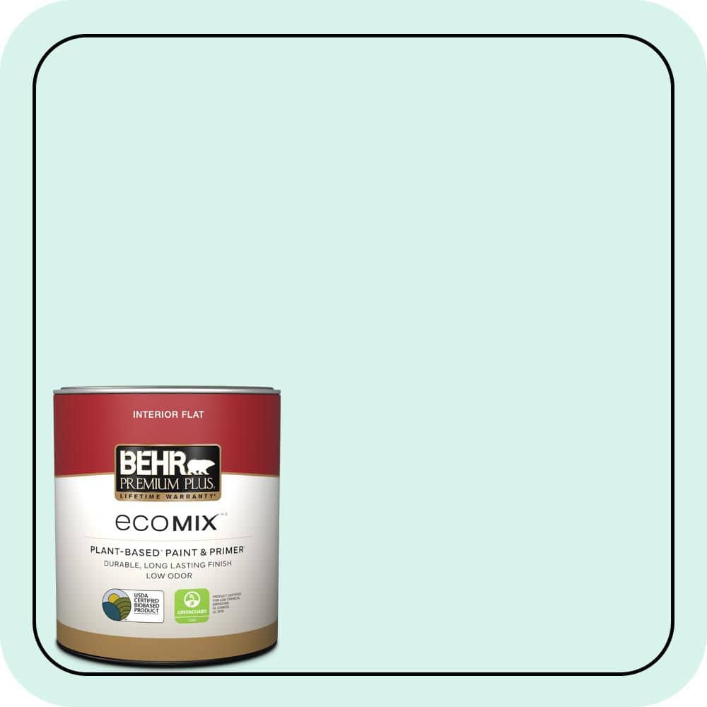BEHR PREMIUM PLUS 1 qt. #480A-1 Minted Ice Flat EcoMix Plant-Based ...