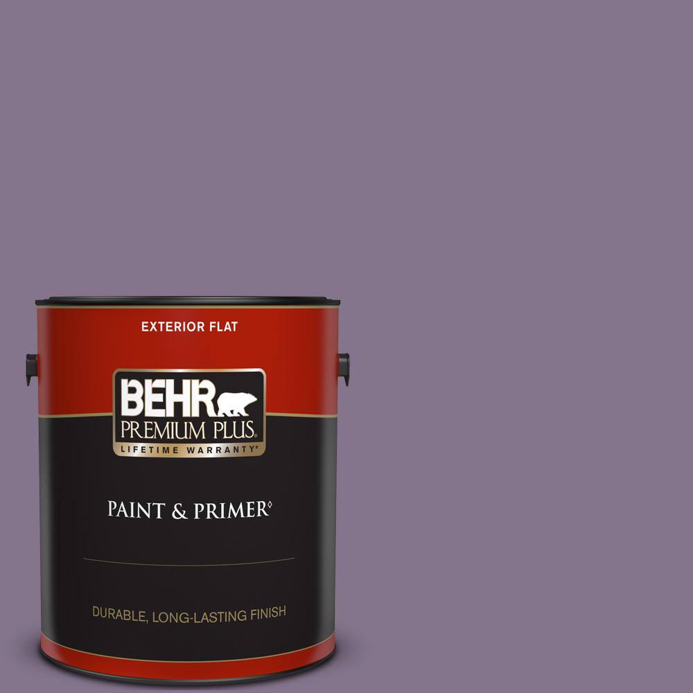 BEHR PREMIUM PLUS 1 gal. #S100-5 Purple Potion Flat Exterior Paint ...