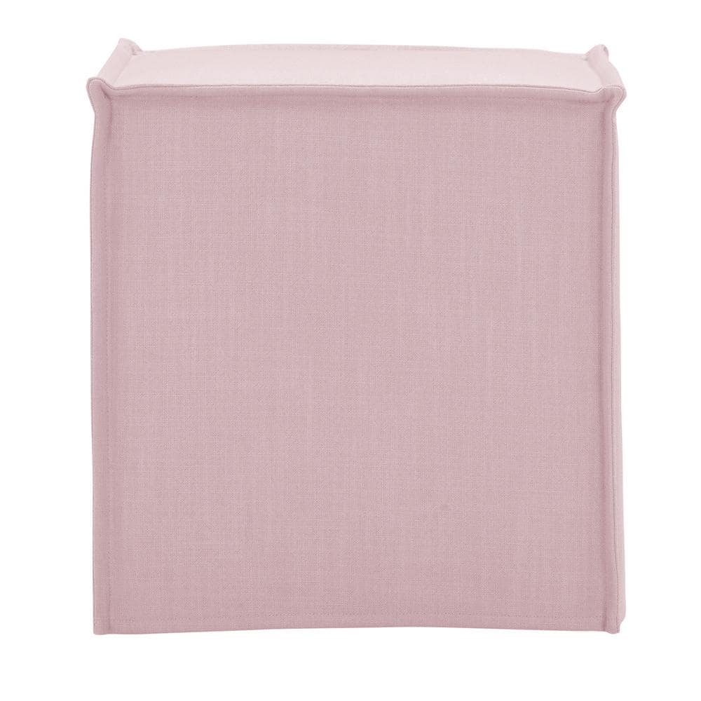 Rustic Manor Edmund Light Pink Upholstered Linen Square Ottoman SON219 ...