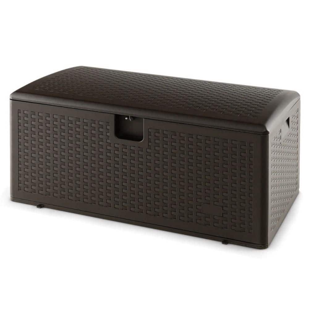 Kadehome 100 Gal. HDPE Deck Box with Lockable Lid, Waterproof and UV ...