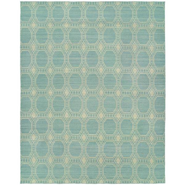 KALATY Ivory/Baby Blue 8 ft. x 10 ft. Reversible Area Rug EN-916 810 ...