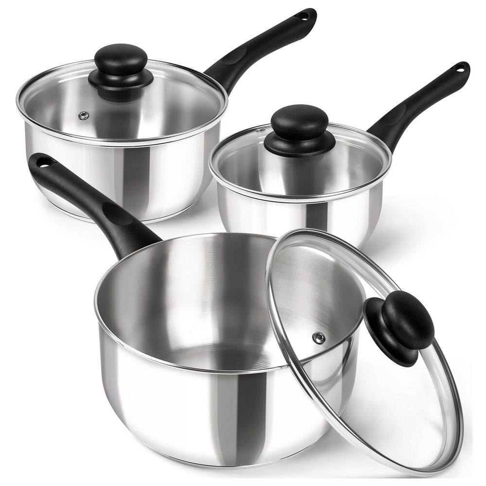6pcs Stainless Steel Stock Pot Set in Silver with Bakelite Handles and ...