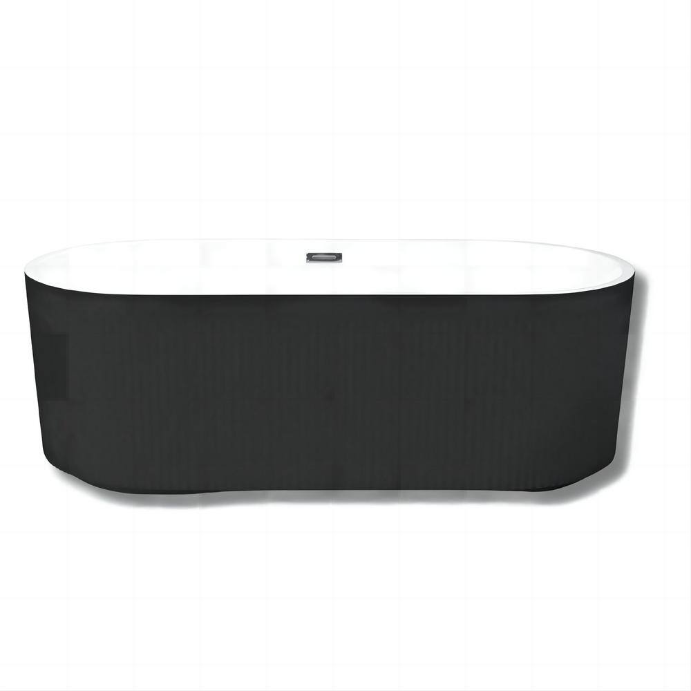 FORCLOVER 59 in. x 30 in. Acrylic Pleated Flat Bottom Soaking Bathtub ...