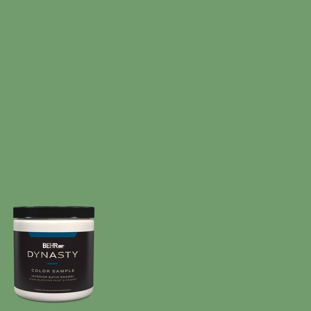 BEHR DYNASTY 8 oz. #450D-6 Shire Green Satin Enamel Stain-Blocking ...