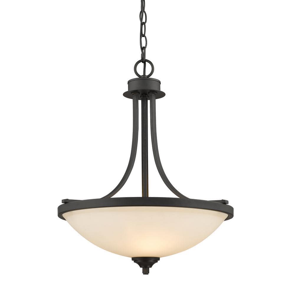 Barr 3-Light Bronze Pendant with Matte Opal Glass 435P-BRZ - The Home Depot