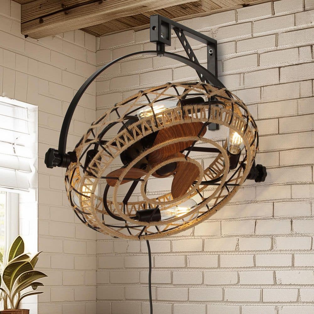 WDETR 25 in. Modern Indoor Wood and Matt Black Ceiling Fan with Light ...