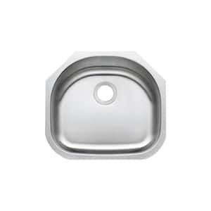 SINKDIRECT 23 in. Undermount D-Shape Single Bowl 18 Gauge Stainless ...