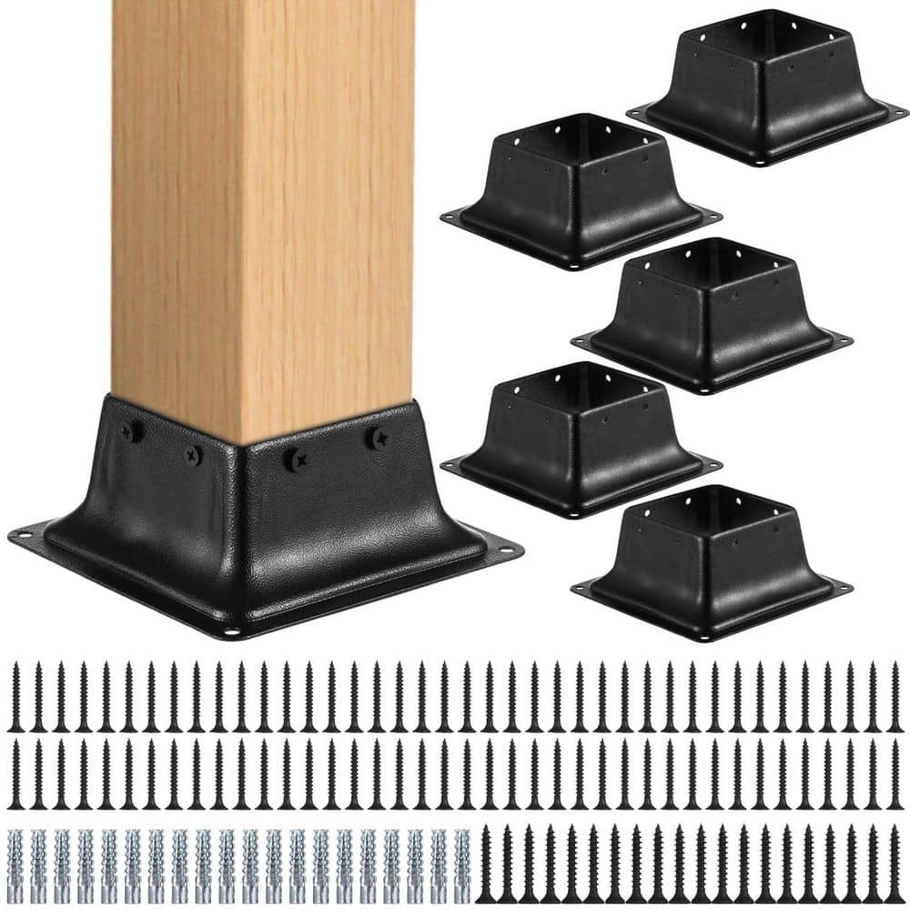 Afoxsos 4x4 Post Base 3.6x3.6 Heavy Duty Steel Deck Post Bracket with ...