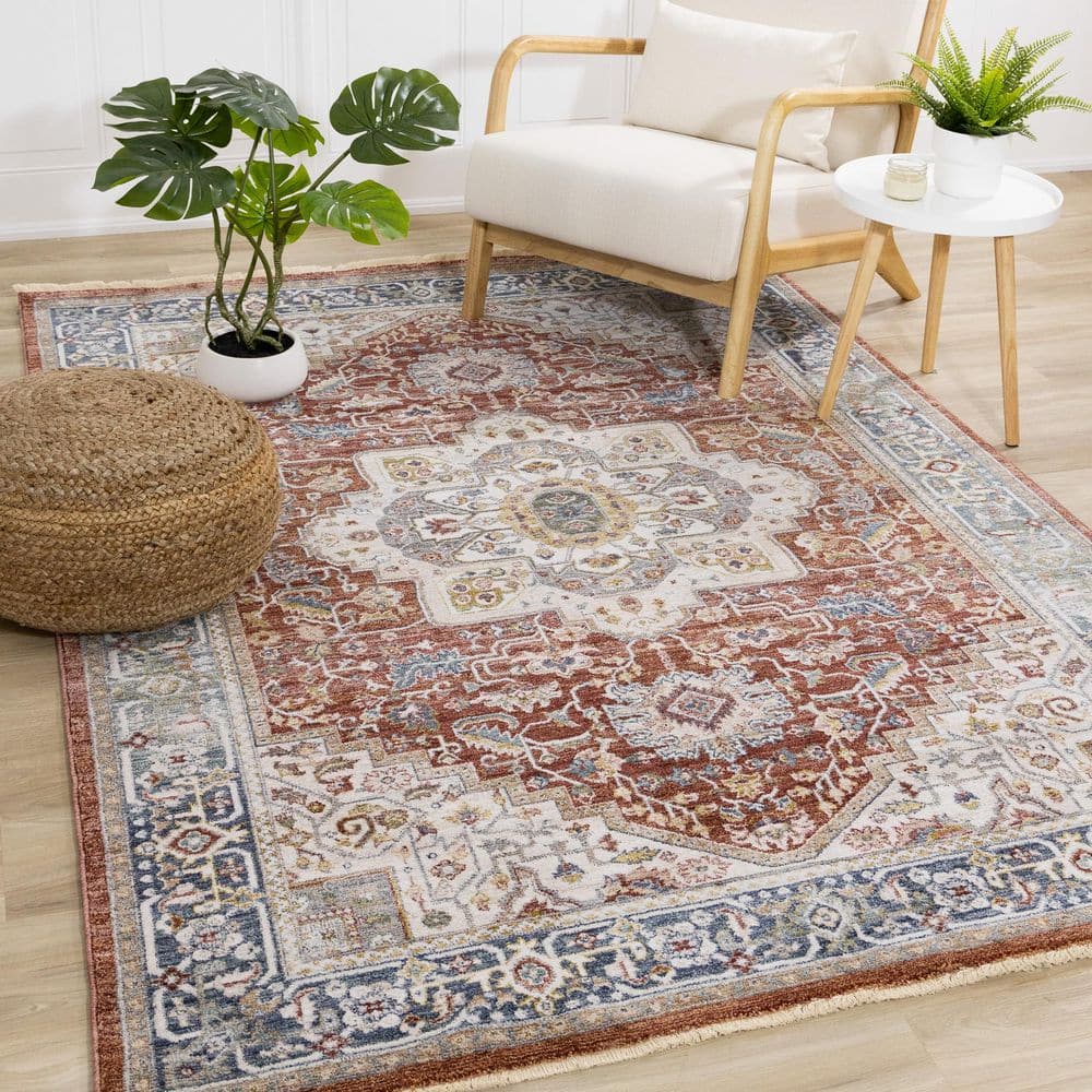 Rug Branch Orenda Collections 8 ft. x 10 ft. Red Border, Classic ...