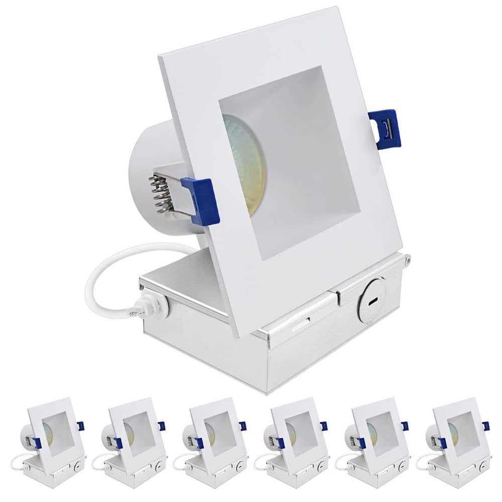 LUXRITE 4 in. Square Integrated LED Recessed Light J-Box 12W 5CCT ...