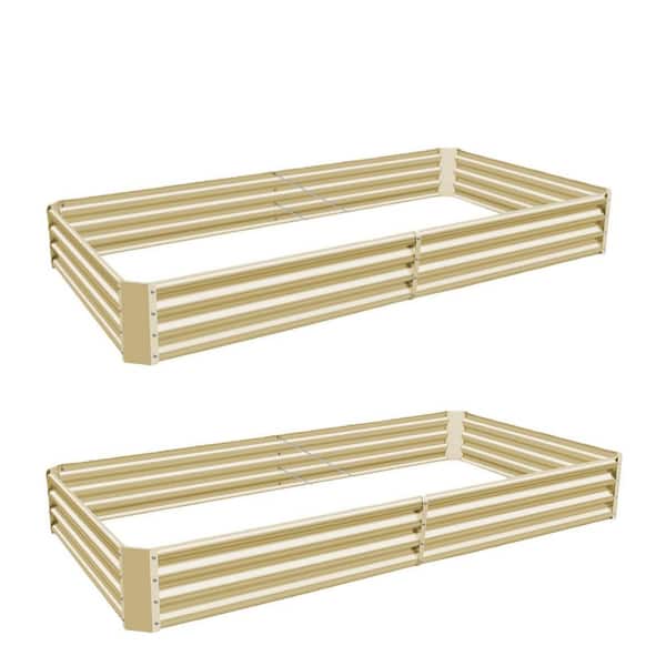 OGETFUUR 2-Piece Cream Yellow Metal Raised Planter Boxes for Vegetables ...