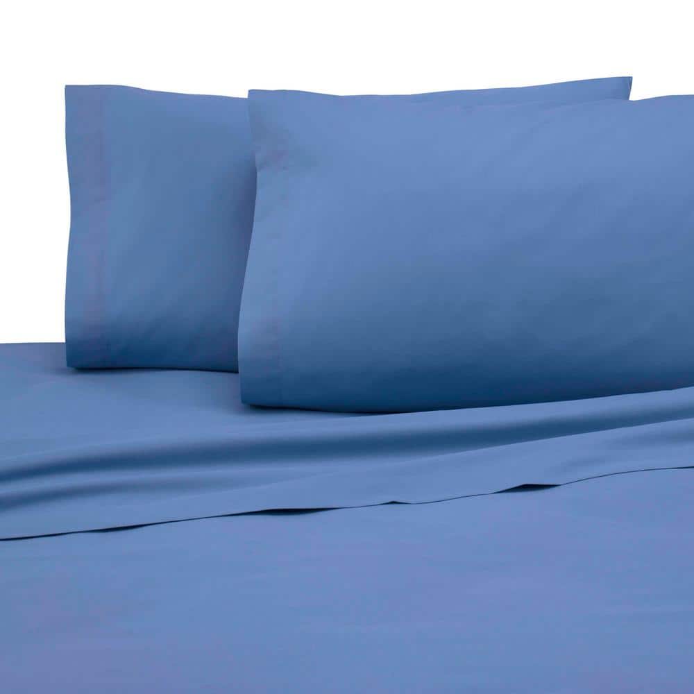 Martex 4-Piece Ceil Blue Solid 225 Thread Count Cotton Blend Full Sheet ...