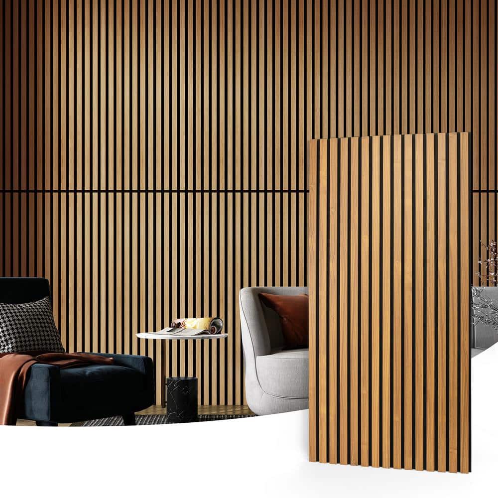 Art3dwallpanels 0.83 in. x 2 ft. x 4 ft. Dark Oak Slat MDF Acoustic ...