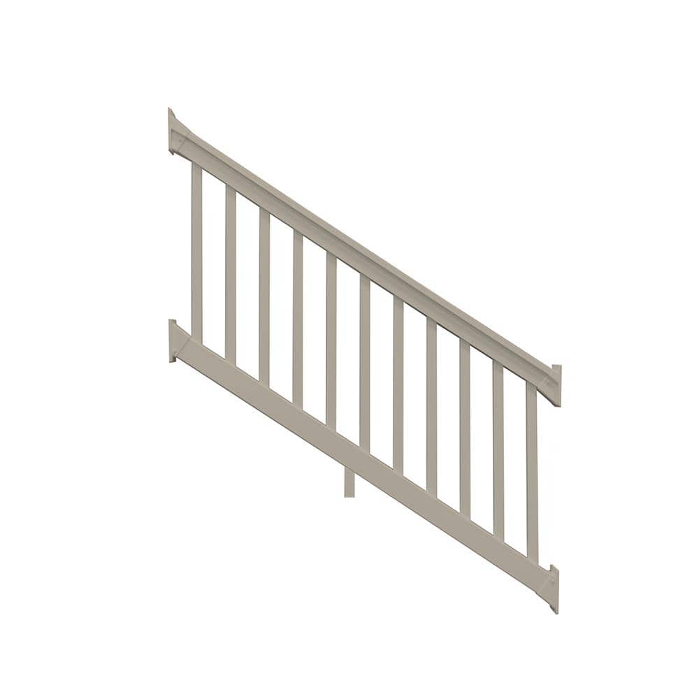 Weatherables Riviera 3.5 ft. H x 6 ft. W Khaki Vinyl Stair Railing Kit ...