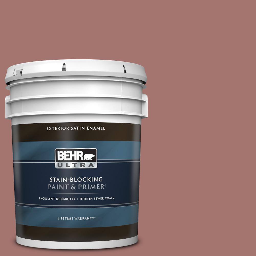 BEHR ULTRA 5 gal. #MQ1-17 Autumn Russet Satin Enamel Exterior Paint ...