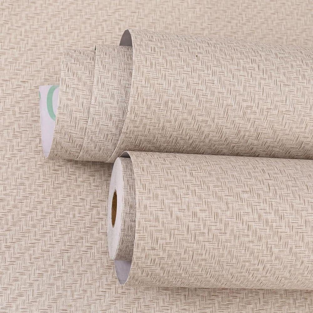 Light Brown Solid Color Grasscloth Textured Contact Paper Peel and ...