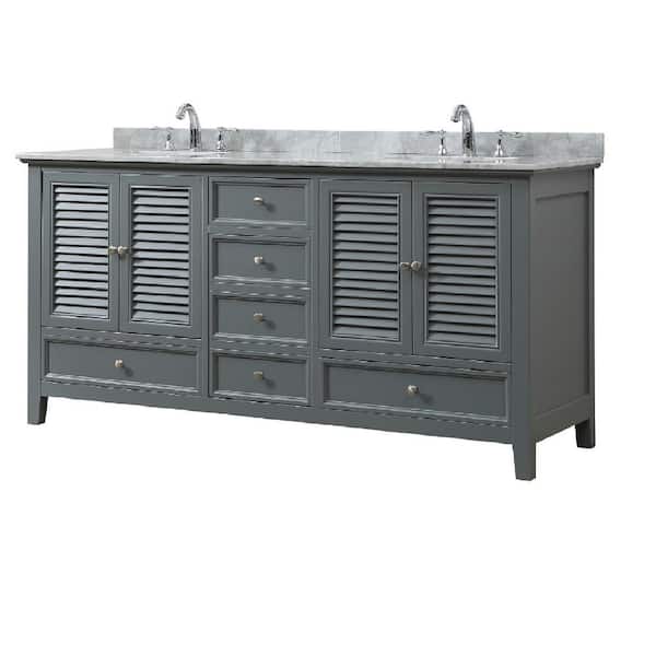 Reviews for Direct vanity sink Shutter 72 in. W Bath Vanity in Gray ...