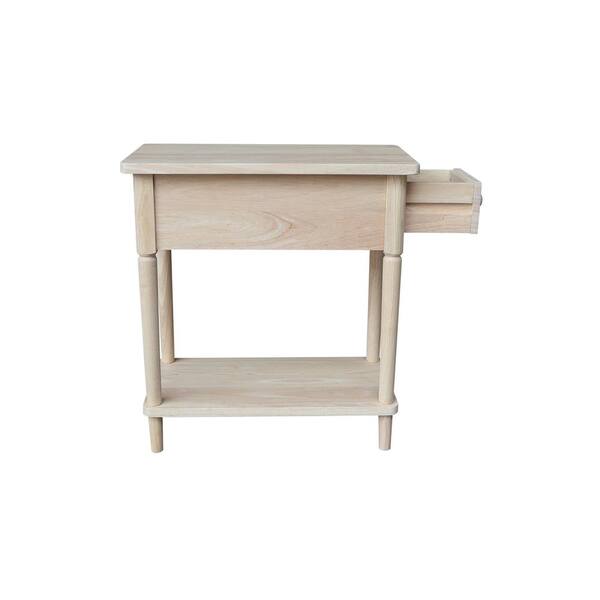 Unfinished side table with drawer store