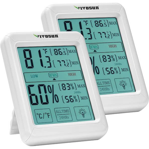 VIVOSUN Indoor/Outdoor Digital Thermometer and Hygrometer with ...