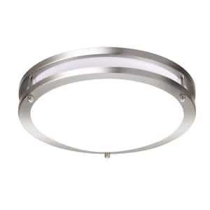 Hampton Bay Stetson 11 in. Transitional Brushed Nickel 5 CCT Integrated ...