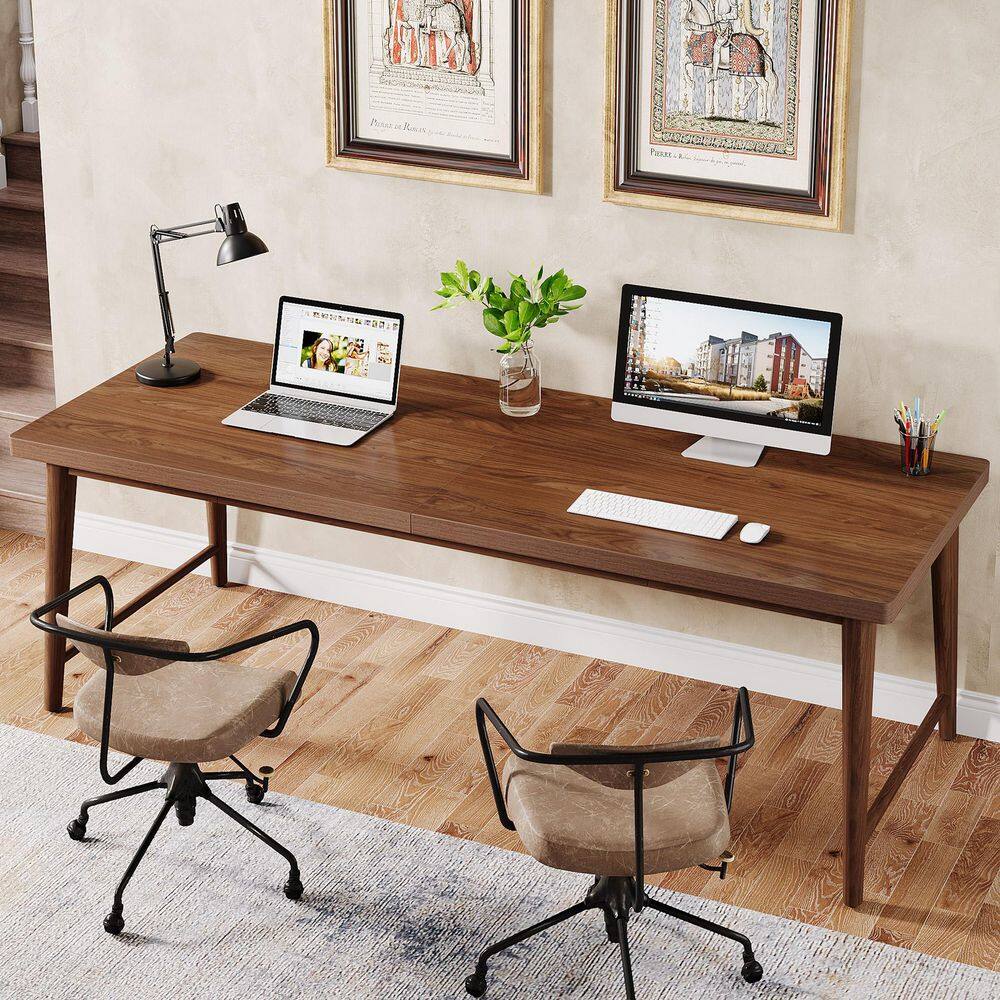 BYBLIGHT Moroni 70.86 in. Rectangular Walnut Executive Desks, Extra ...
