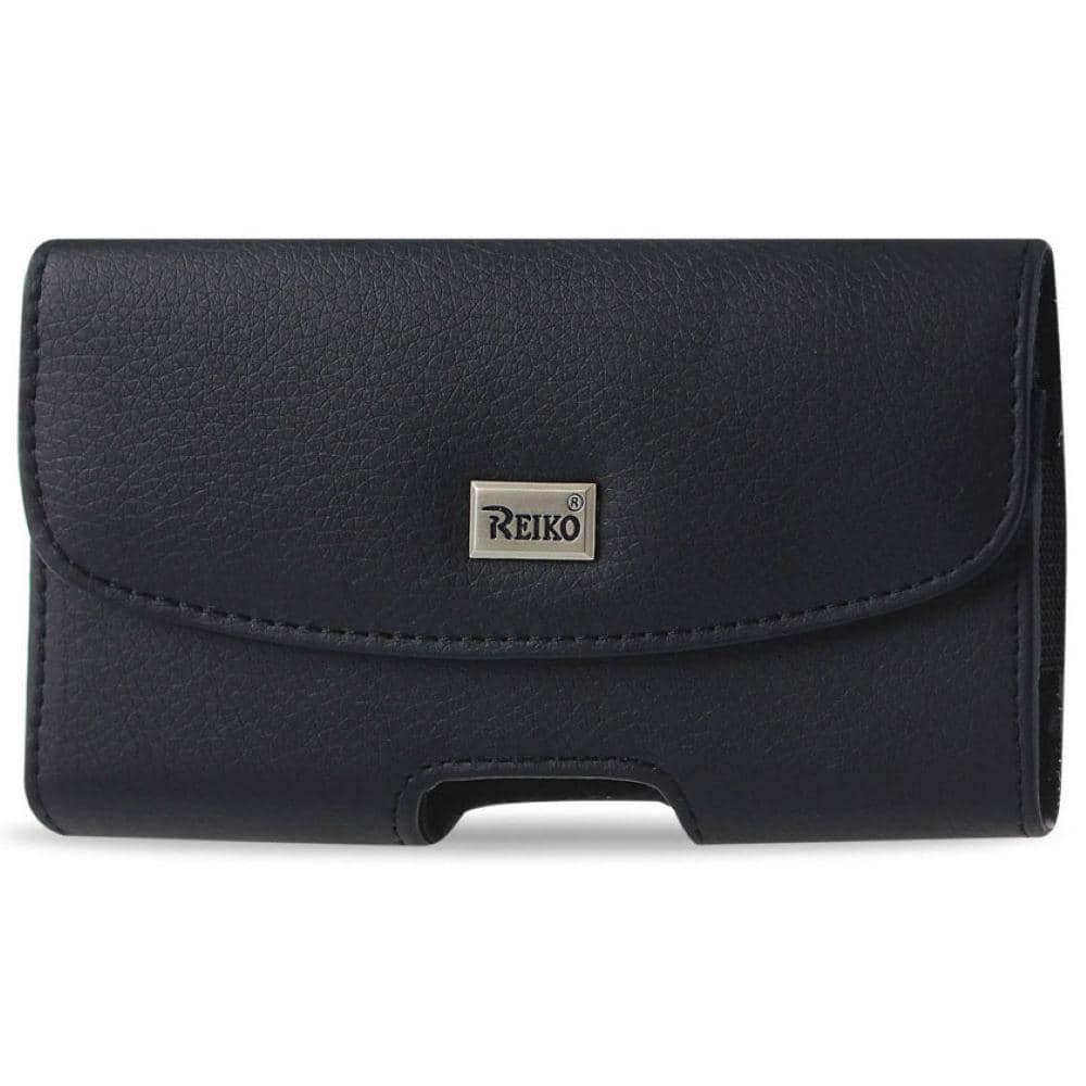 REIKO Horizontal Leather Pouch With Magnetic Clasp And Metal Logo in ...