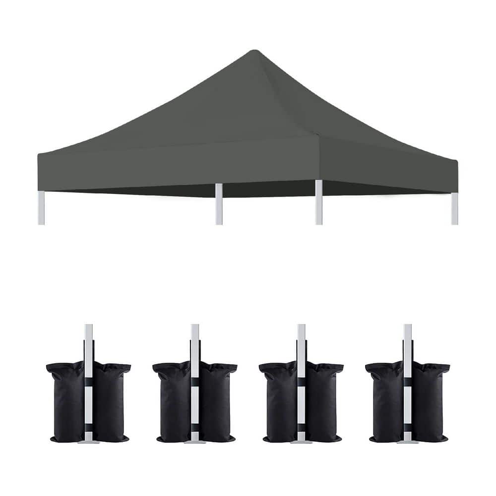 118 in. x 118 in. Gray Canopy Replacement Top for Pop Up Canopy Tent ...