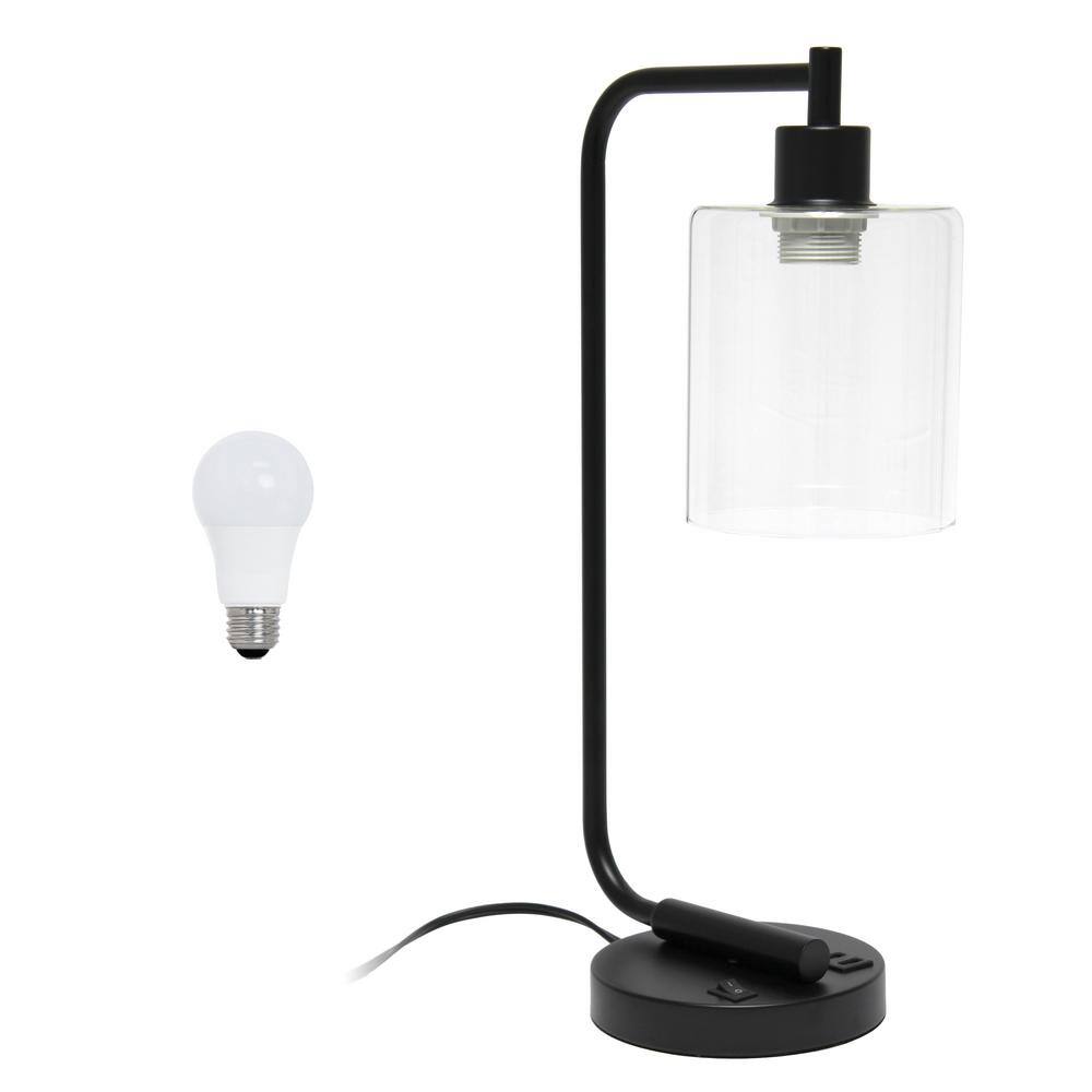 Lalia Home 18.8 in. Black Modern Iron Task & Reading Desk Lamp with USB ...