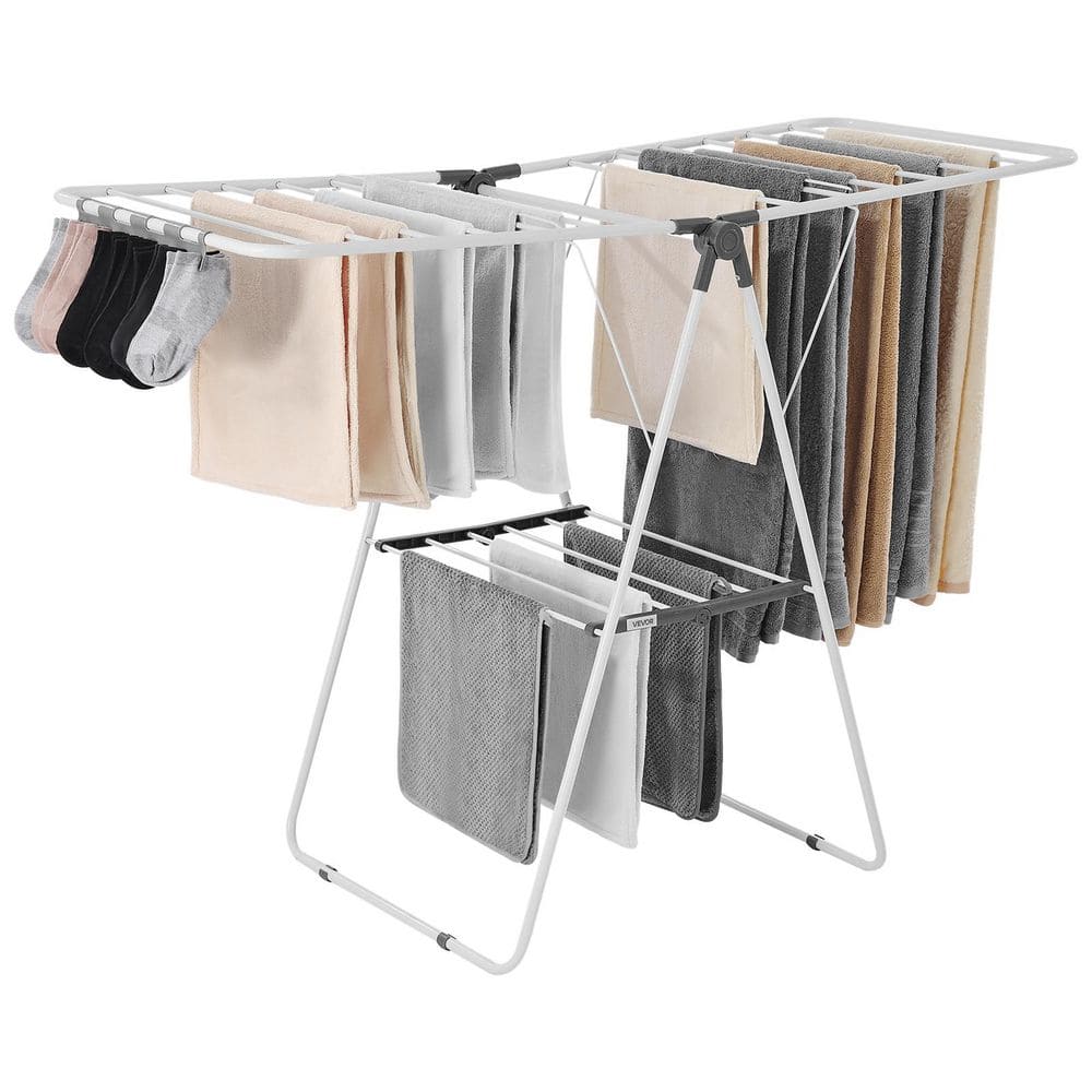 VEVOR Clothes Drying Rack, 2-Tier Foldable Laundry Dryer Rack with Sock ...