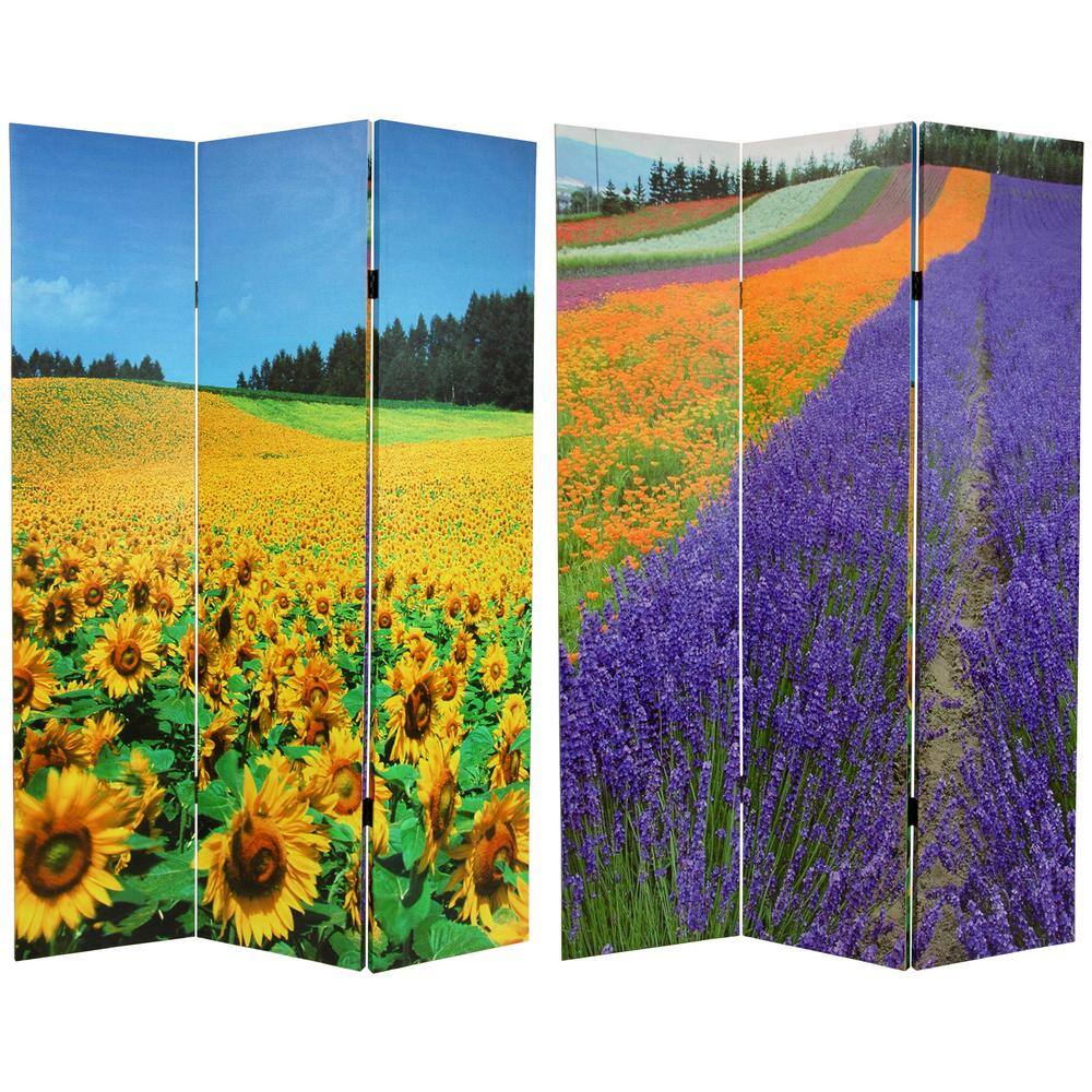 Oriental Furniture 6 ft. Printed 3-Panel Summer Fields Room Divider CV ...