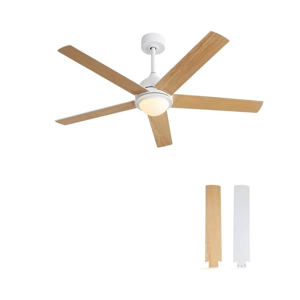 52 in. Indoor White Standard Ceiling Fan with LED Light and Remote ...