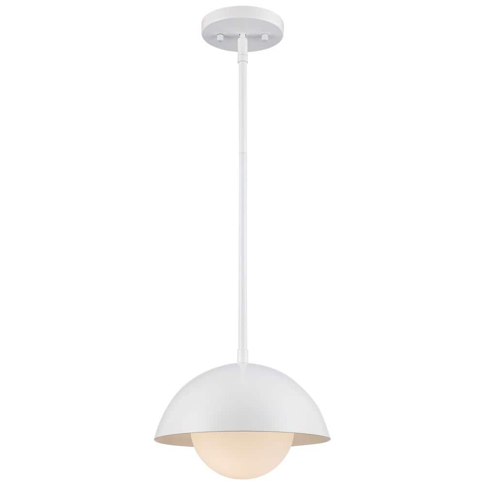 Bel Air Lighting Maureen 10 in. 1-Light White Pendant Light Fixture ...
