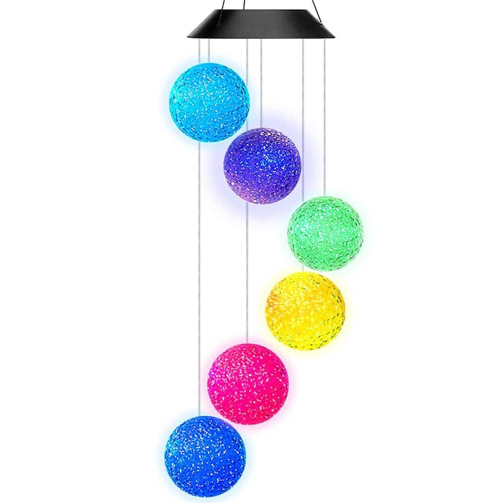 OGETFUUR 19.2 in. Plastic Color Changing Solar Power Portable Wind ...