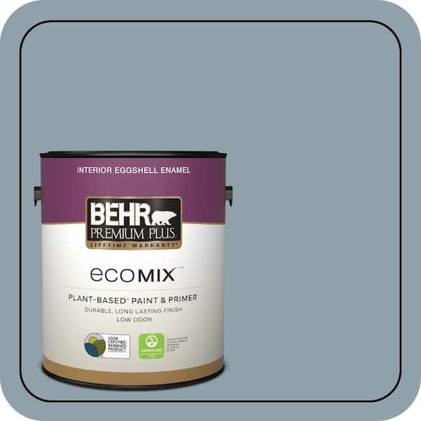 BEHR PREMIUM PLUS 1 gal. #N480-4A Dusty Denim Eggshell Enamel EcoMix ...