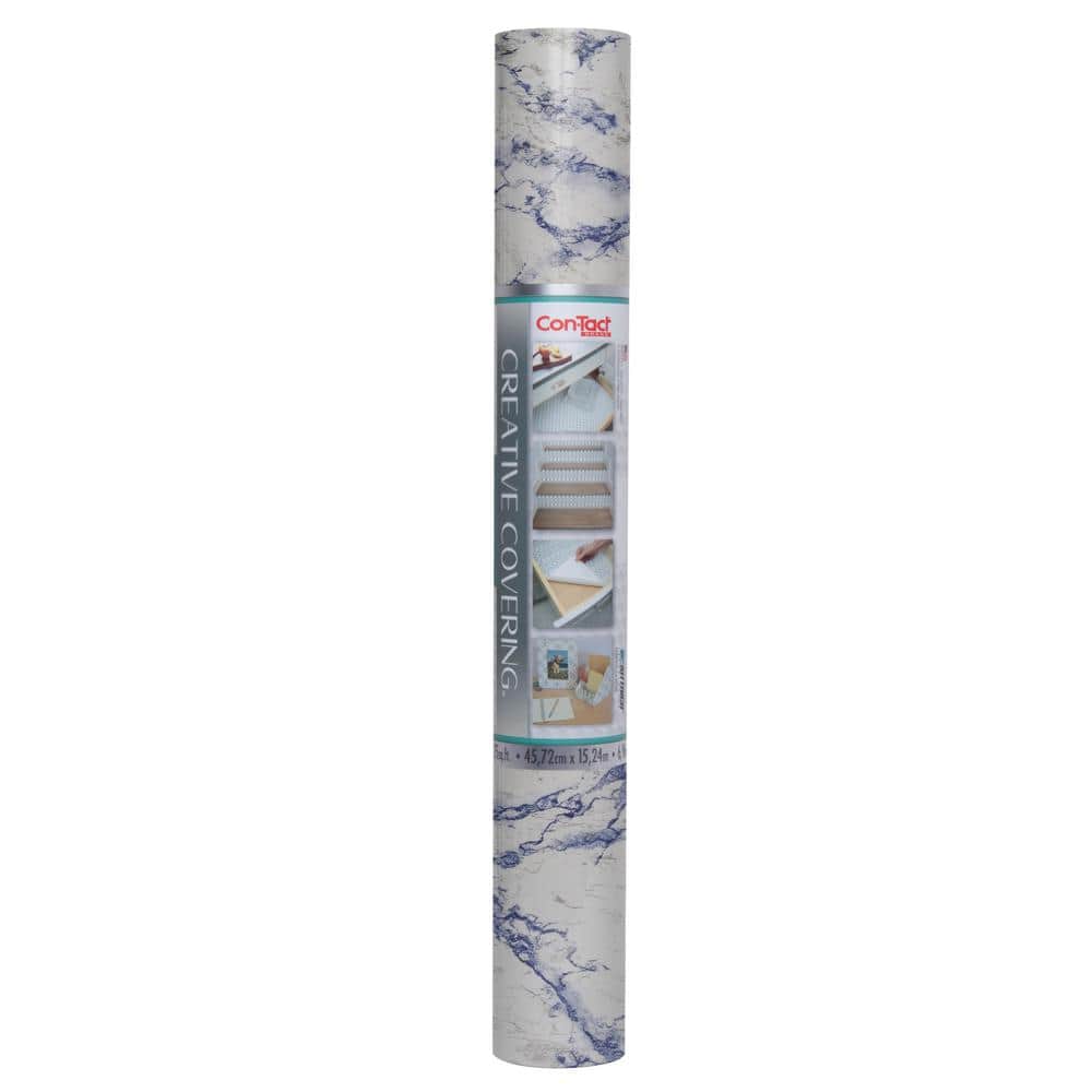 Con-Tact Blue Marble 18 in. D x 600 in. L Self-Adhesive Vinyl Shelf and ...