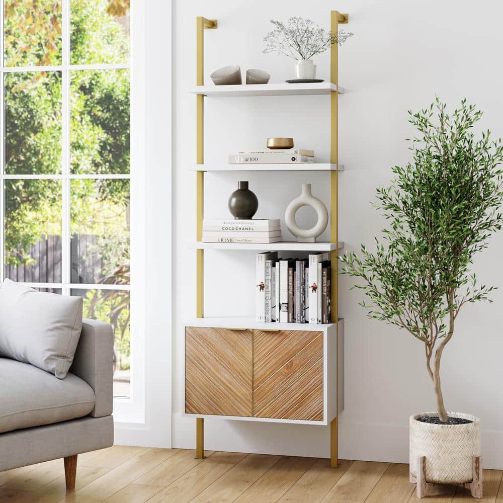 Nathan James Theo 73 in. H x 24 in. W Modern Bookcase with Cabinet with ...