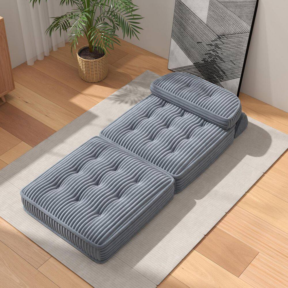 WONDER COMFORT Cozy 35 in. Gray Corduroy Twin Size Folding Floor Futon ...