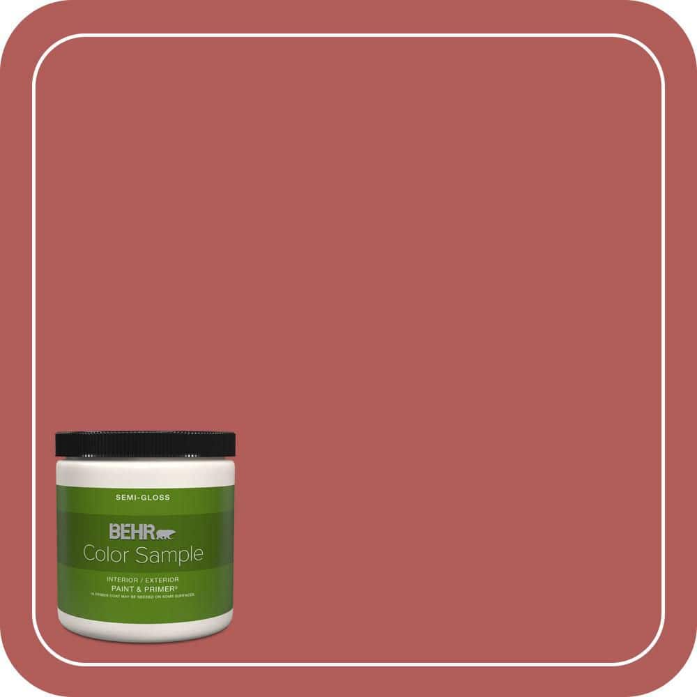 BEHR PREMIUM PLUS 8 oz. #160D-6 Pottery Red Semi-Gloss Interior ...