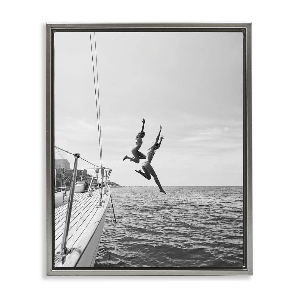 Stupell Industries People Diving from Boat by Sisi and Seb Gray Floater ...